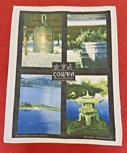 Vintage Rose Stereograph Co. Tea Towel w Cowra Great Escape Pattern ...