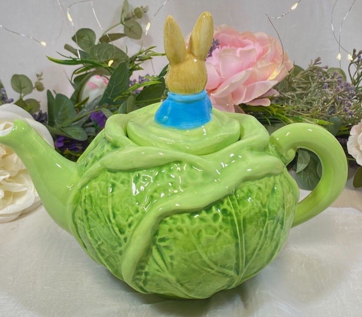 Beatrix Potter PETER RABBIT Spring Easter Figural Cabbage Teapot Super ...