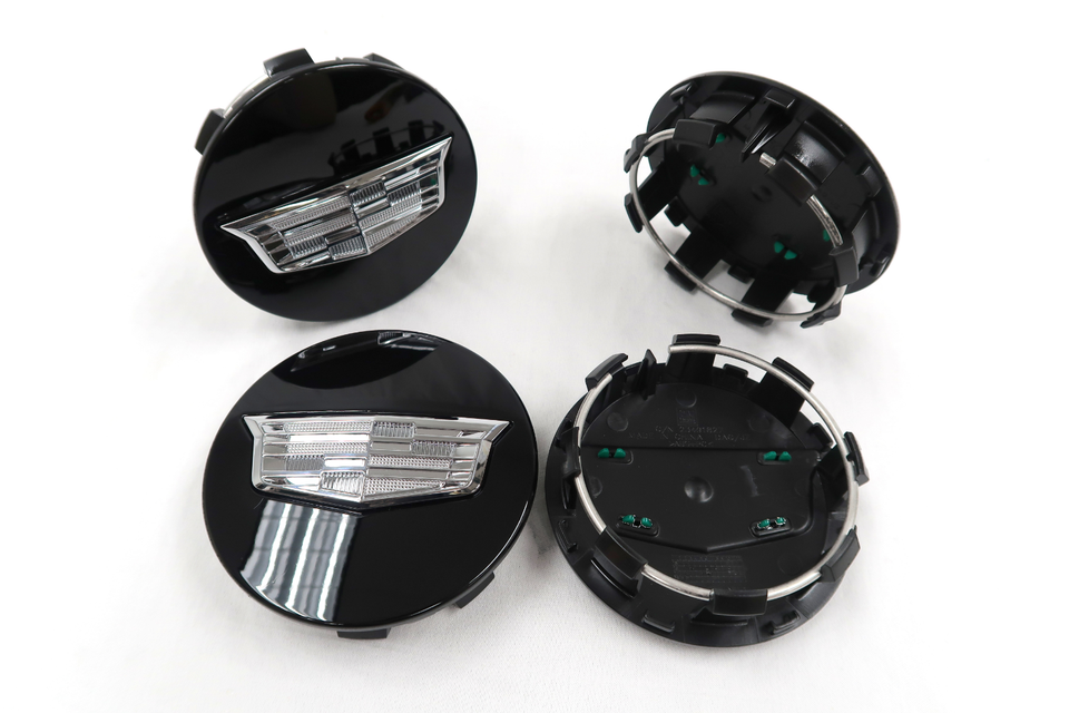 2015-2024 Cadillac Escalade Black Center Caps 19333201 w/ Chrome Logo ...
