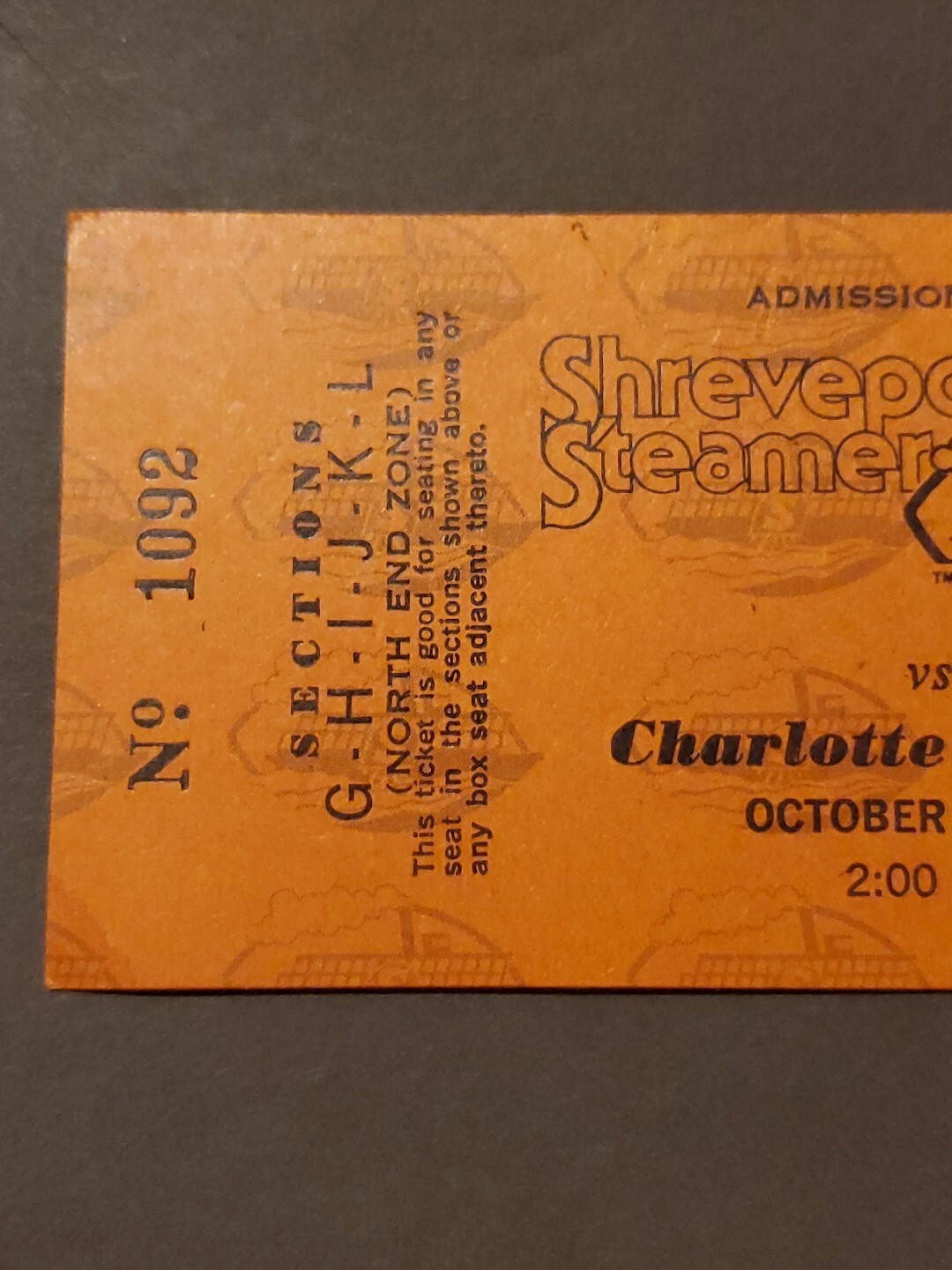 Vintage Shreveport Steamer vs S. Charlotte Hornets WFL Football Ticket ...