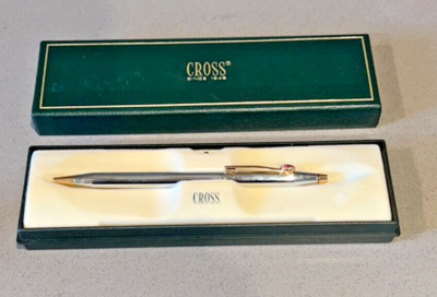 CROSS MEDALIST 3302 BALL POINT PEN CHROME/GOLD TRIM; ORIGINAL BOX ...