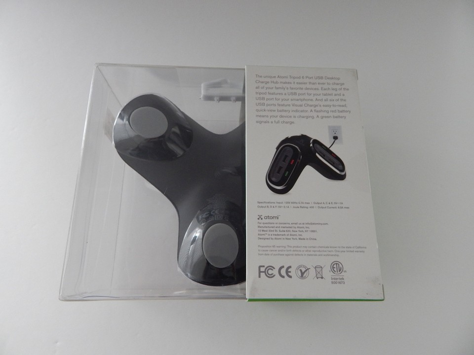 Atomi Visual Charge 6 Port USB Desktop Charge Hub With Surge Protected ...