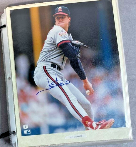Jim Abbott California Angels Signed 8x10 Photo + 6 Autographed Trading ...