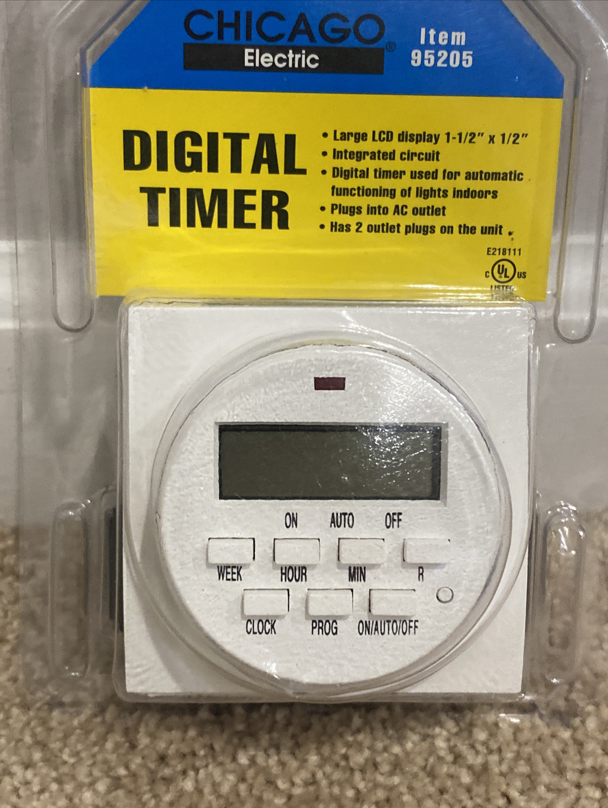 Chicago Electric Large LCD Display Digital Timer Clock Operated Switch ...