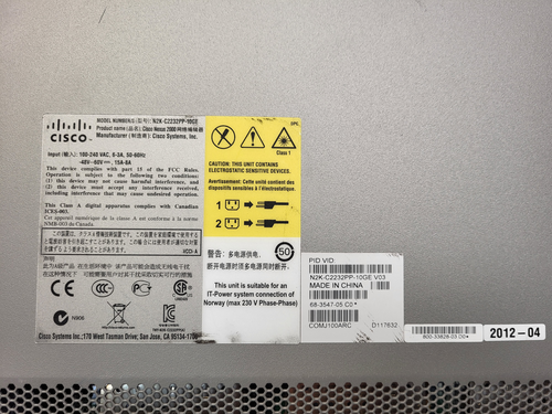 Cisco N2K-C2232PP-10GE 32 Port 10Gb Nexus Fabric Extender Switch w/2x ...