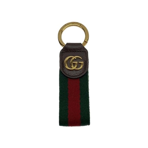 GUCCI Keyring Keychain Bag Charm Brown Leather Green Red Sherry Line GG ...