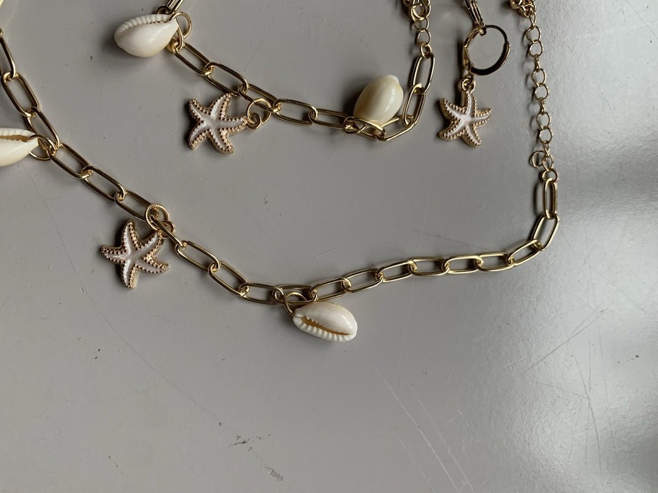 Brand New Seashell/Starfish Jewellery Set Necklace Bracelet Earrings ...