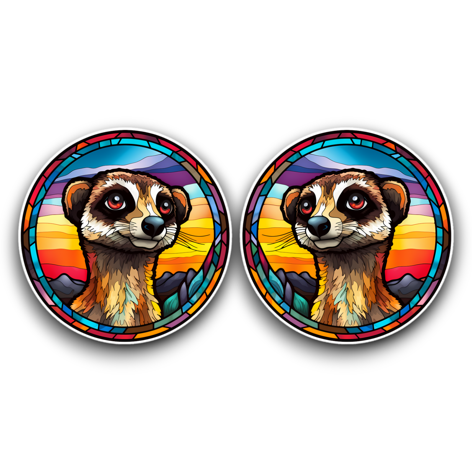 2x Small Cute Meerkat Animal Stained Glass Opaque Vinyl Sticker Decal ...