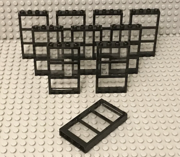 Lego 10 City Black Frame 1x4x6 With 3 Panes With Trans-clear Glass ...