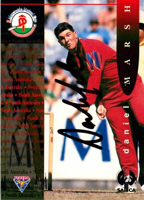 Signed 1995 1996 SOUTH AUSTRALIA REDBACKS Cricket Card DANIEL MARSH BBL ...