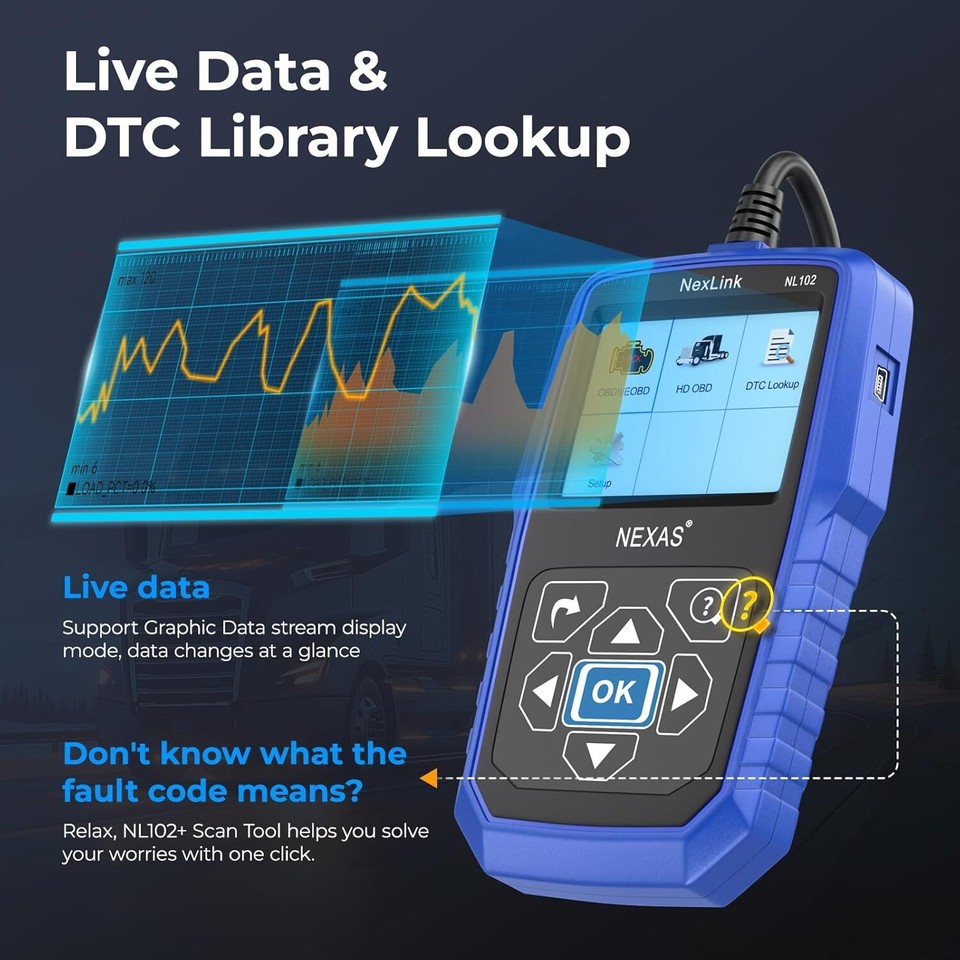 UNIVERSAL HEAVY DUTY DIESEL TRUCK DIAGNOSTIC SCANNER TOOL ENGINE CODE ...