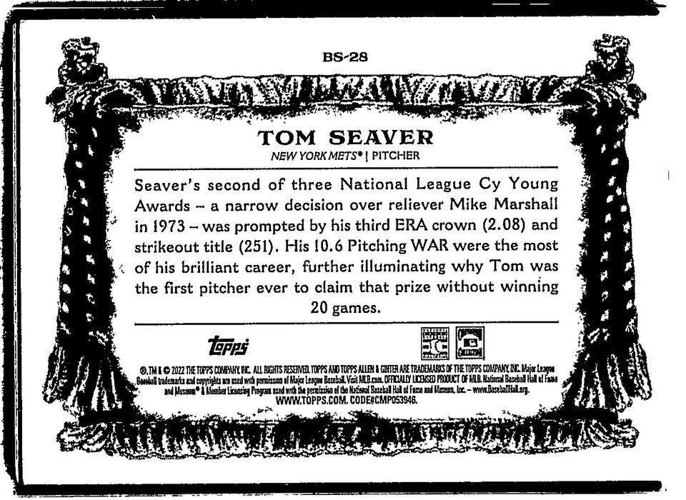 2022 Topps Allen & Ginter Tom Seaver Banner Seasons BS-28 | eBay