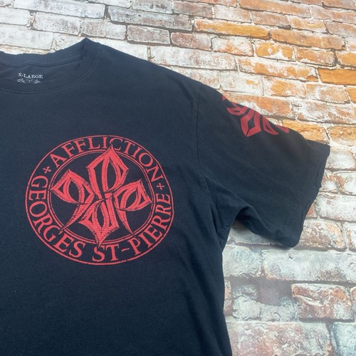 Affliction Shirt Adult XL Black Georges St Pierre Grunge Biker Cyber ...