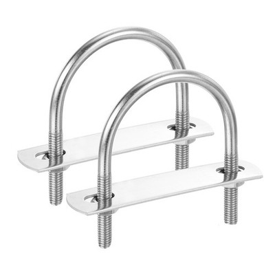 2 Pcs 48mm Round U-Bolts Steel M6 Round Bend U-Bolts with Nut Plate ...