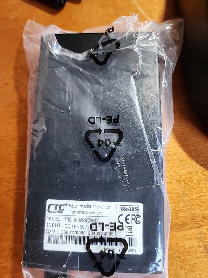 CTC union fiber media converter FMC-10/100-SC20A/DC | eBay