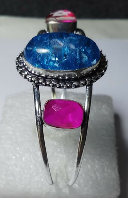 Blue Crack Crystal Calcite Handmade Fashion Jewelry Gemstone Bangle ...