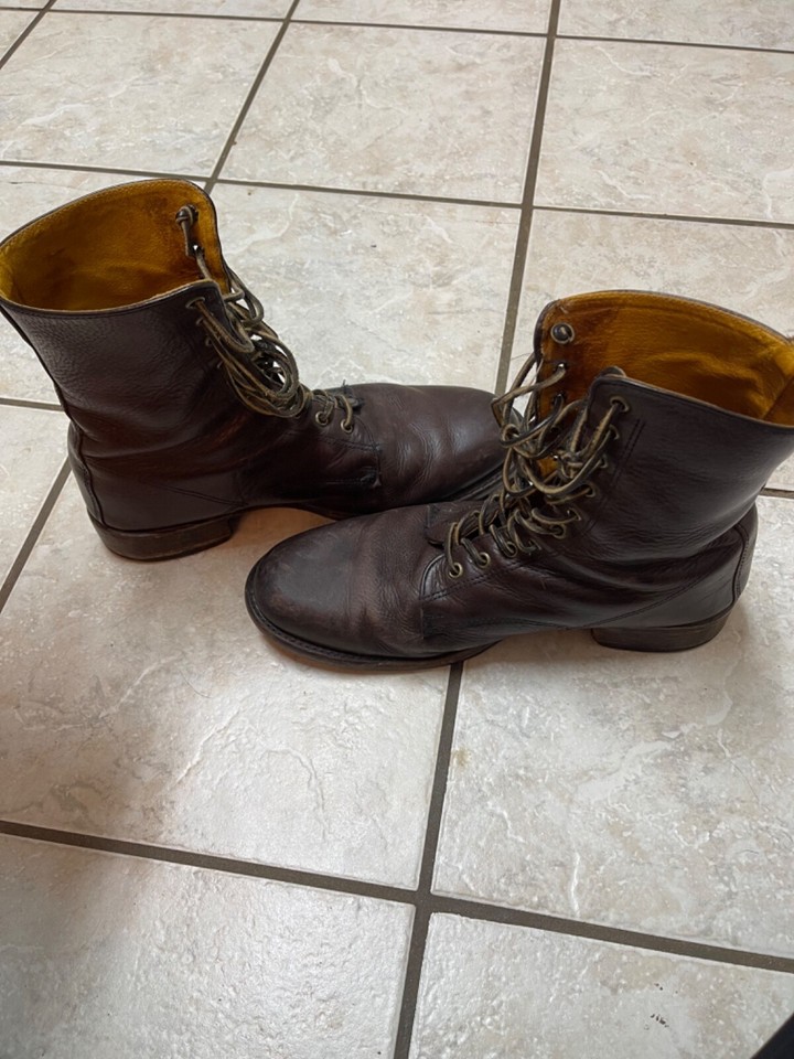 Frye Men's Tyler Lace Up Black Leather Boots FR40156-BLAC | eBay