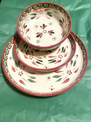 Old World Red & Green Plate Set, by Temptations Ovenware | eBay