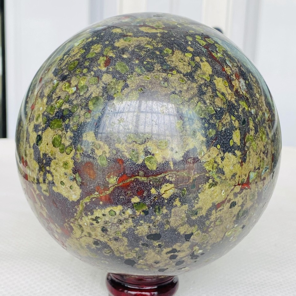 Natural dragon blood stone quartz sphere crystal ball reiki healing ...