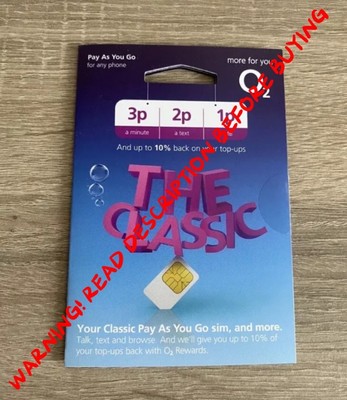 O2 Sim Card - PAYG -PAY AS YOU GO 2G/3G/4G Classic O2 Pay As You Go 02 ...