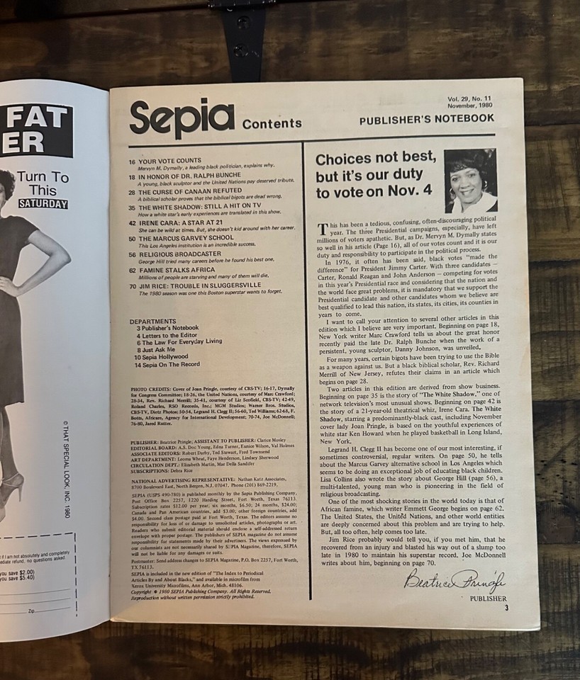 Vintage November 1980 SEPIA Magazine: Irene Cara (African American ...