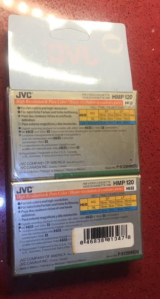 JVC Hi8 Metal 120 Minute Video Camcorder Cassette Tape Blank New Sealed ...