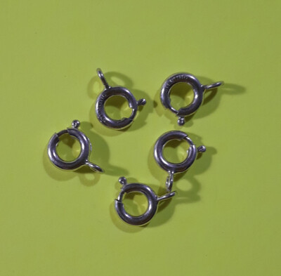 Lot 6 pcs Solid Sterling Silver (925) 7 mm Spring Ring Clasps with Open ...