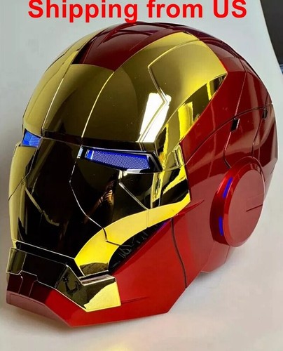 US!! 1:1 Iron Man MK5 Helmet Wearable Voice-control Mask Cosplay Golden ...