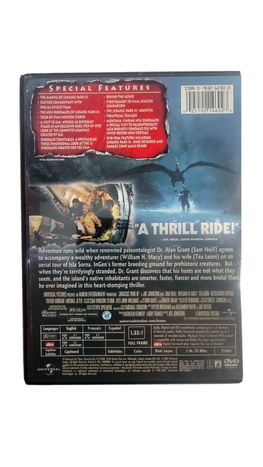 Jurassic Park 3 DVD Collector's Edition (Universal, 2001), Full Screen ...