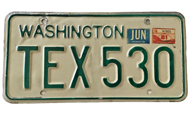 1981 Washington License Plate Tag TEX 530 | eBay