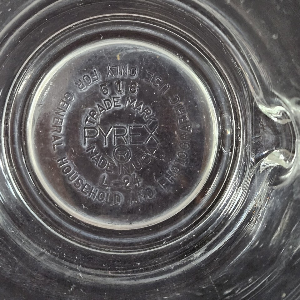 Vtg Pyrex 2 Cup Measuring USA D Handle 516 Imprint W/ Pour Spout Clear ...