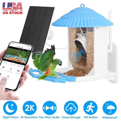 Solar Outdoor Bird Feeder with Camera Bird Watching Built-in Microphone ...