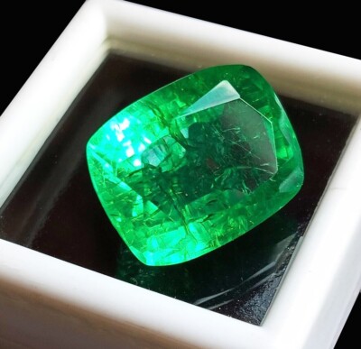 Flawless Natural 10.25 Ct Colombian Green Emerald Certified Cushion Cut Gemstone | eBay