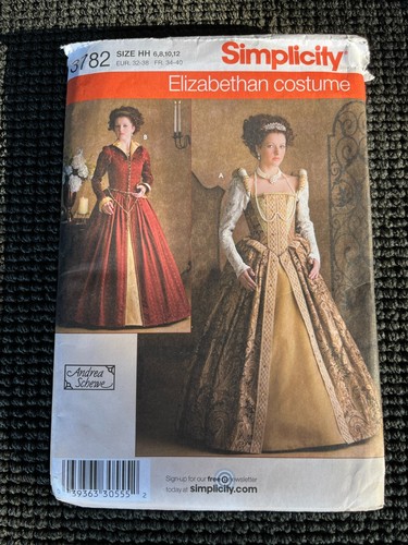 Simplicity Ladies Elizabethan Costume Pattern 3782 Size 6 12 for sale ...