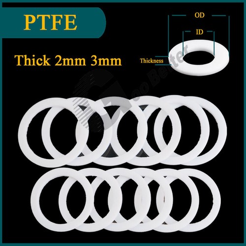 PTFE White Flat Washers Plastic Shim Sealing Gasket Thick 2mm 3mm High ...