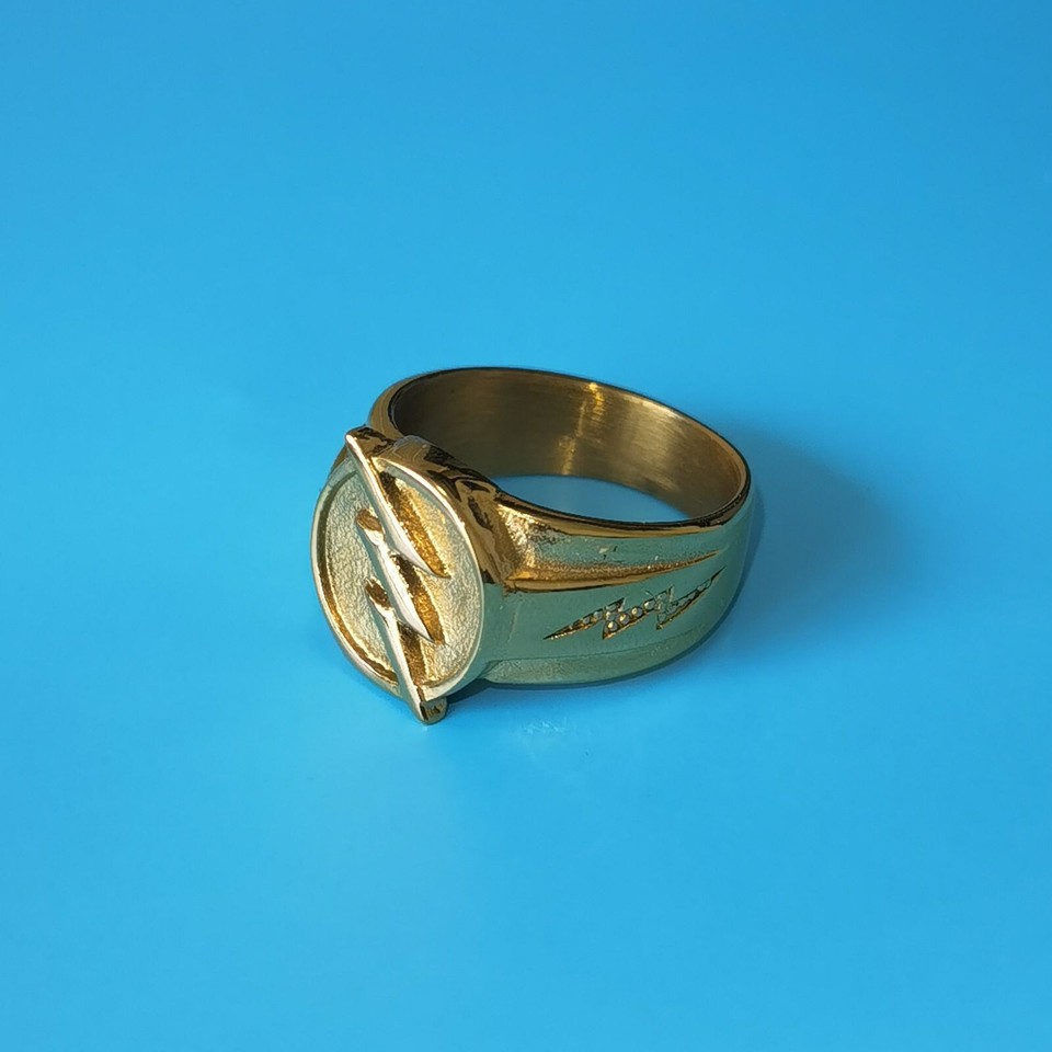 The Flash Barry Allen Cosplay Ring 18K Gold Plated Reverse Flash Mens ...