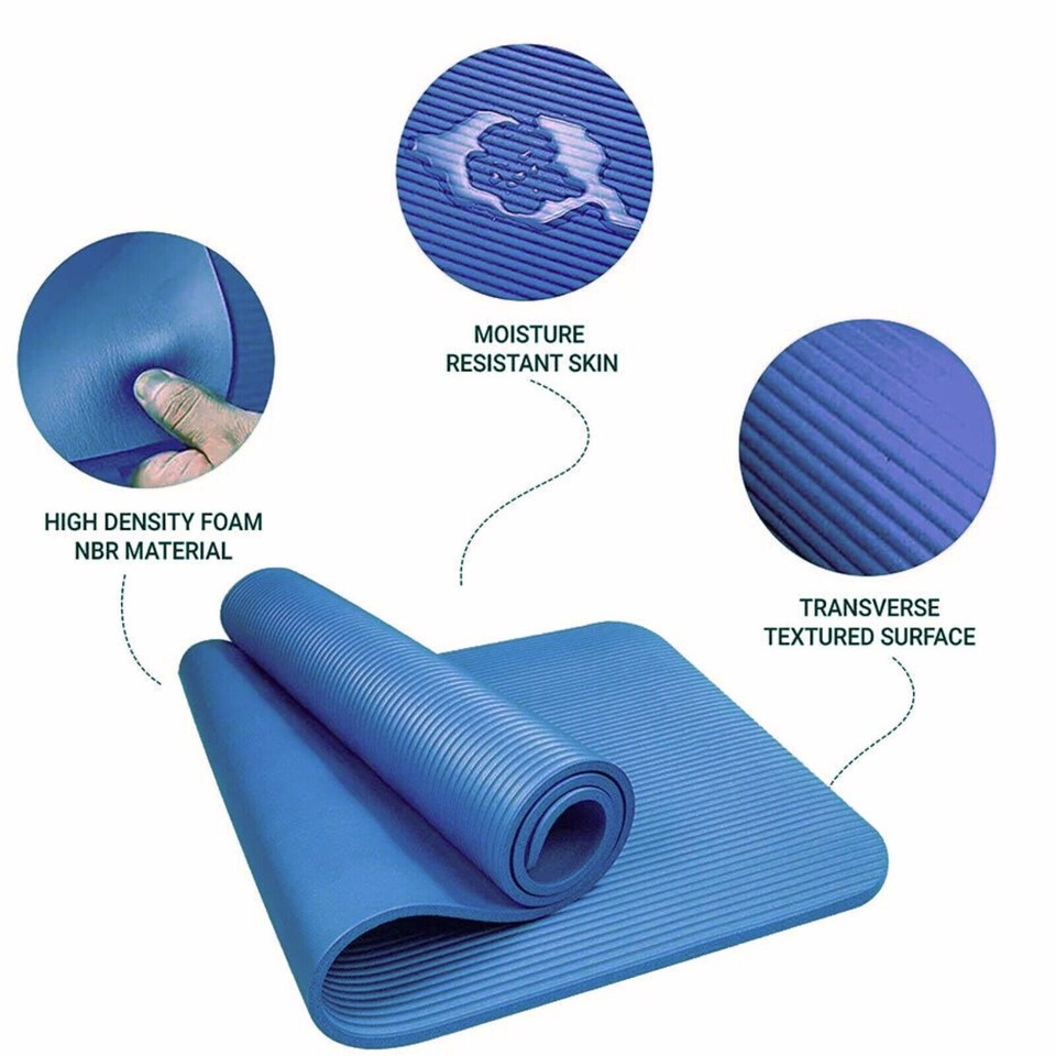 YOGA MAT - GYM FITNESS EXERCISE Mat - NON SLIP PILATES PHYSIO MATS-10mm ...