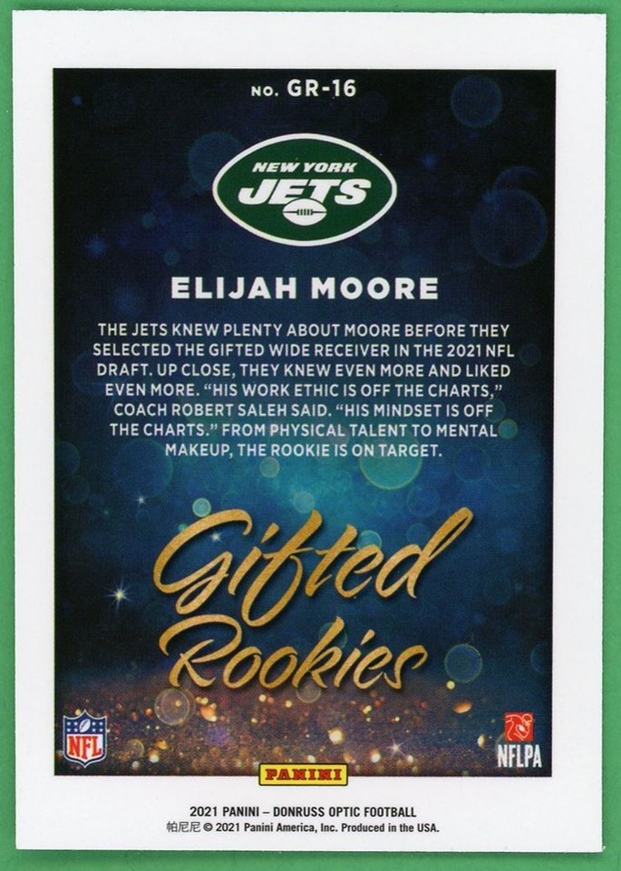 2021 Gifted Rookies Elijah Moore Rookie New York Jets #GR-16 Insert | eBay