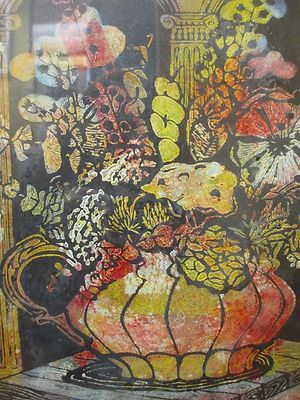 Vintage Original Signed, S. Mayer Artist Proof Foil Lithograph Floral ...