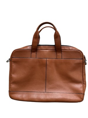 Coach Hamilton Pebbled Leather Briefcase Laptop Work Bag Saddle Brown ...