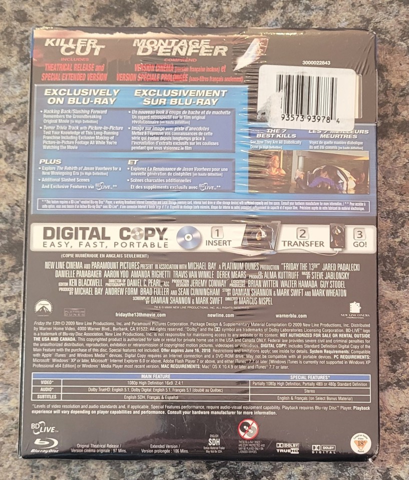 Friday The 13th Killer Cut (2009 Special Edition W/Slipcover Blu-ray ...