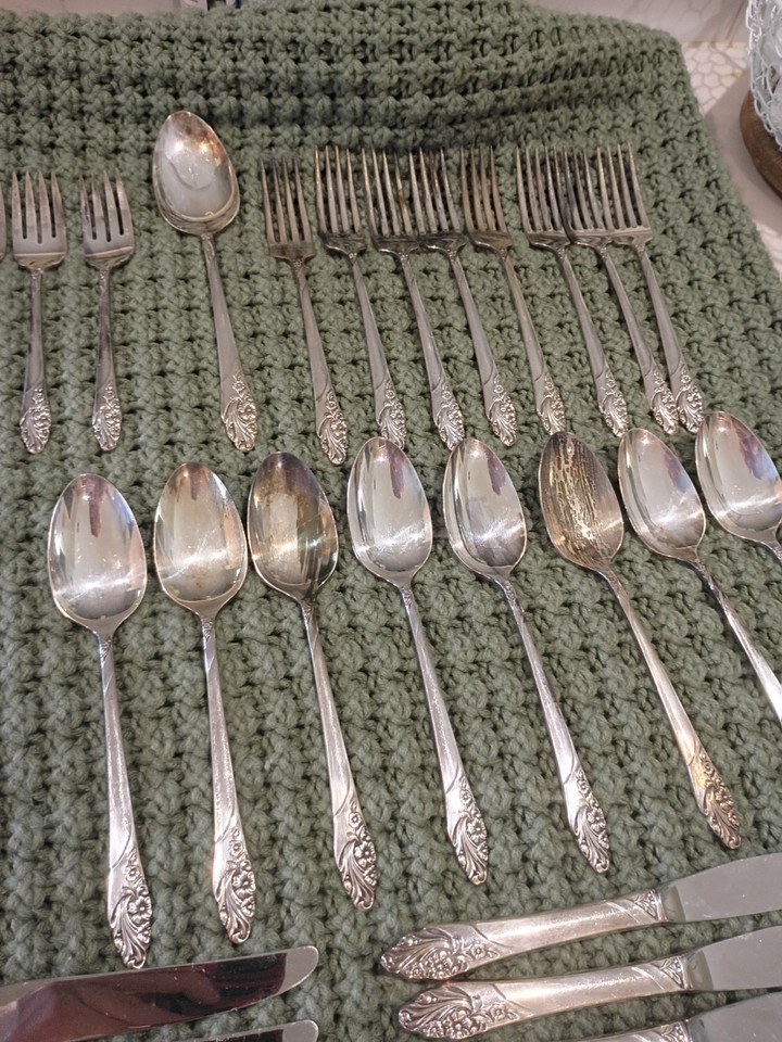 Oneida Community Silverplate Flatware SILVER w/ Box 47 Piece Set ...