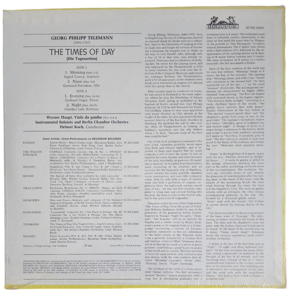 TELEMANN ~ THE TIMES OF THE DAY / BERLIN CHAMBER ORCHESTRA FACTORY ...