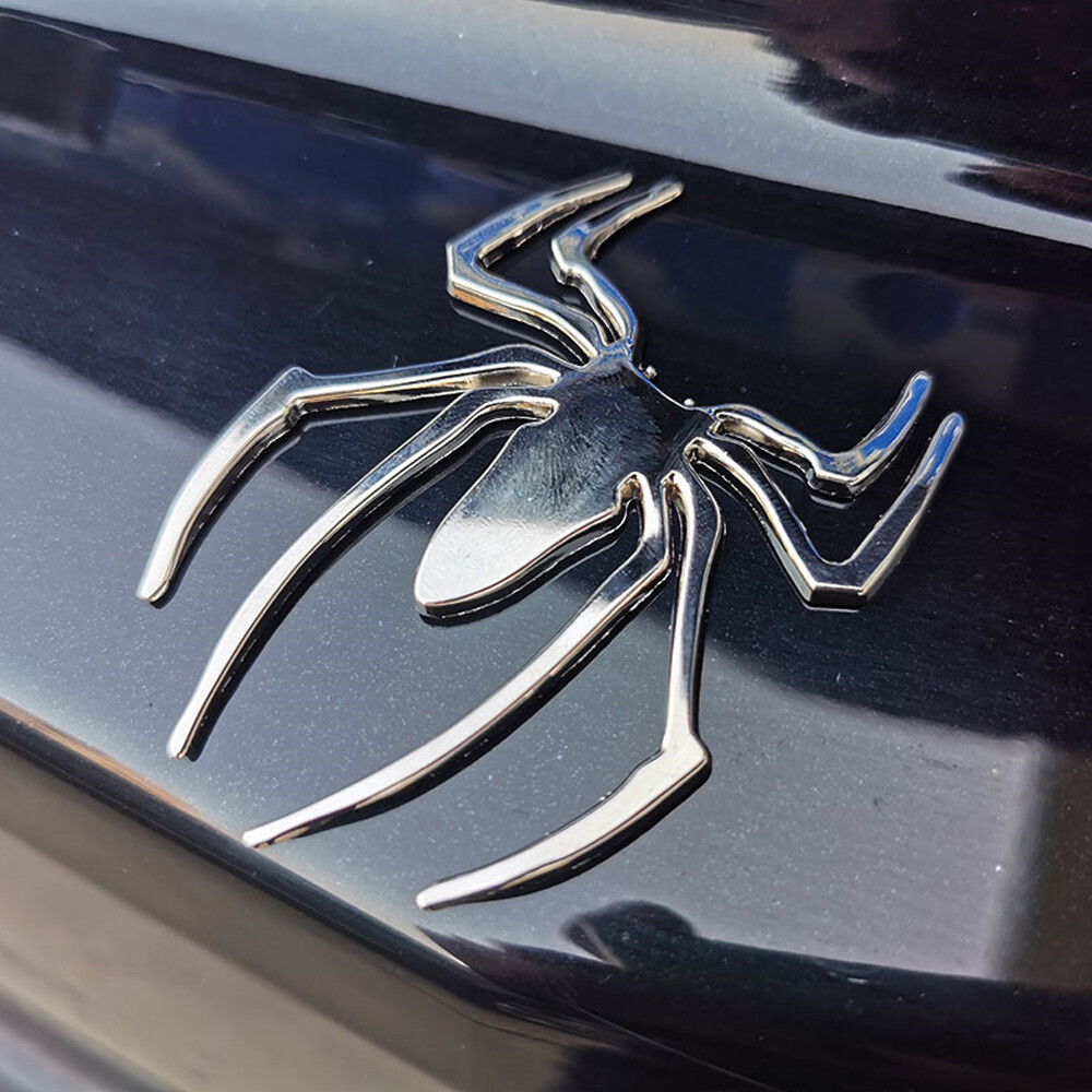 1x 3D Metal Spider Logo Silver Chrome Car Sticker Emblem Badge Decal ...