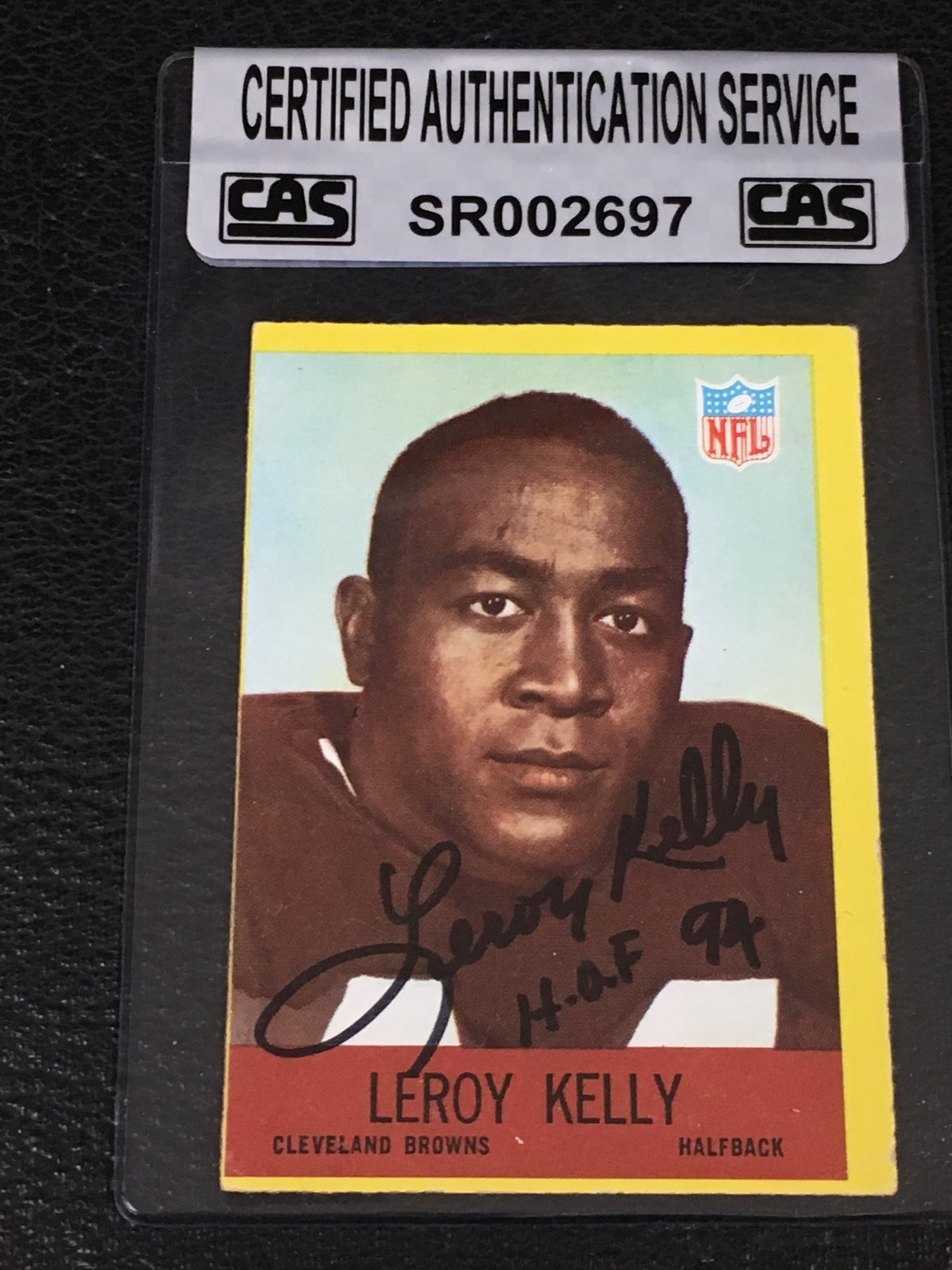 HOF LEROY KELLY 1967 PHILADELPHIA ROOKIE AUTOGRAPHED CARD #43 CAS ...