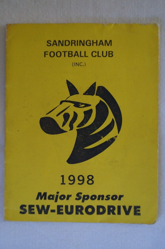Sandringham Zebras AFL VFL VFA Football Club 1998 Life Members Season ...