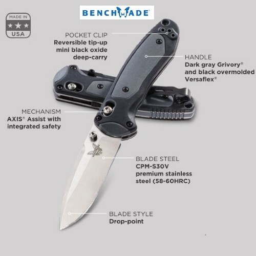 Benchmade Mini Boost S30V Steel Assisted Opening Folding Knife Folder ...