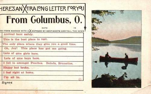 Vintage Postcard Here's An Extra Long Letters To You From Columbus Ohio ...