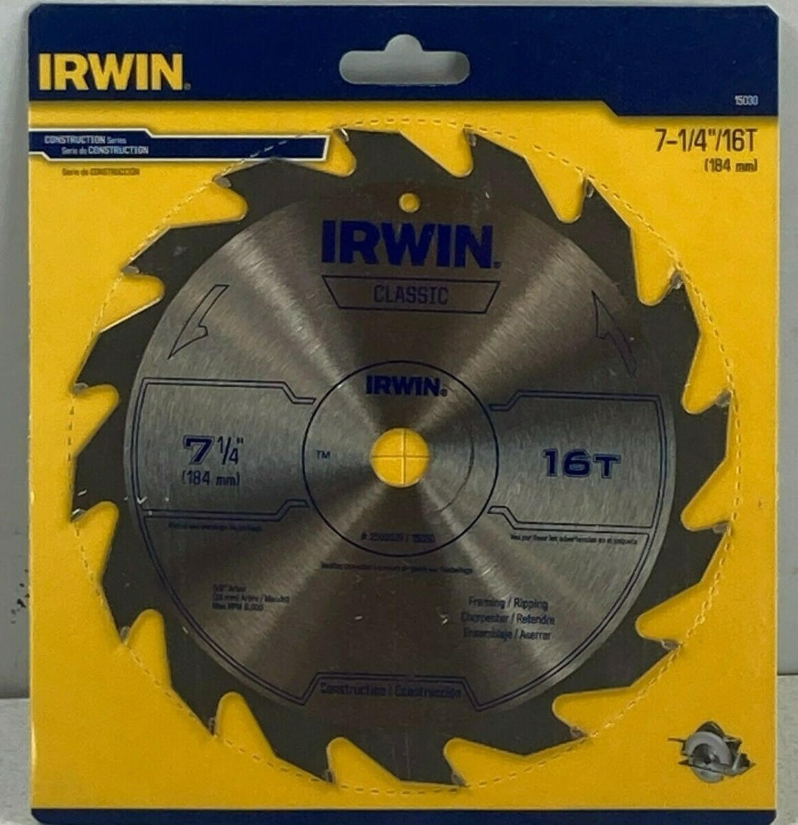 Irwin Classic Series 7 1/4-inch 16 Tooth Framing/Ripping Circular Saw ...