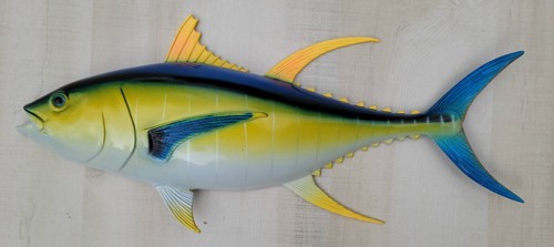 Yellow Fin Tuna Hand Painted 18" Replica Wall Mount Sculpture Game ...